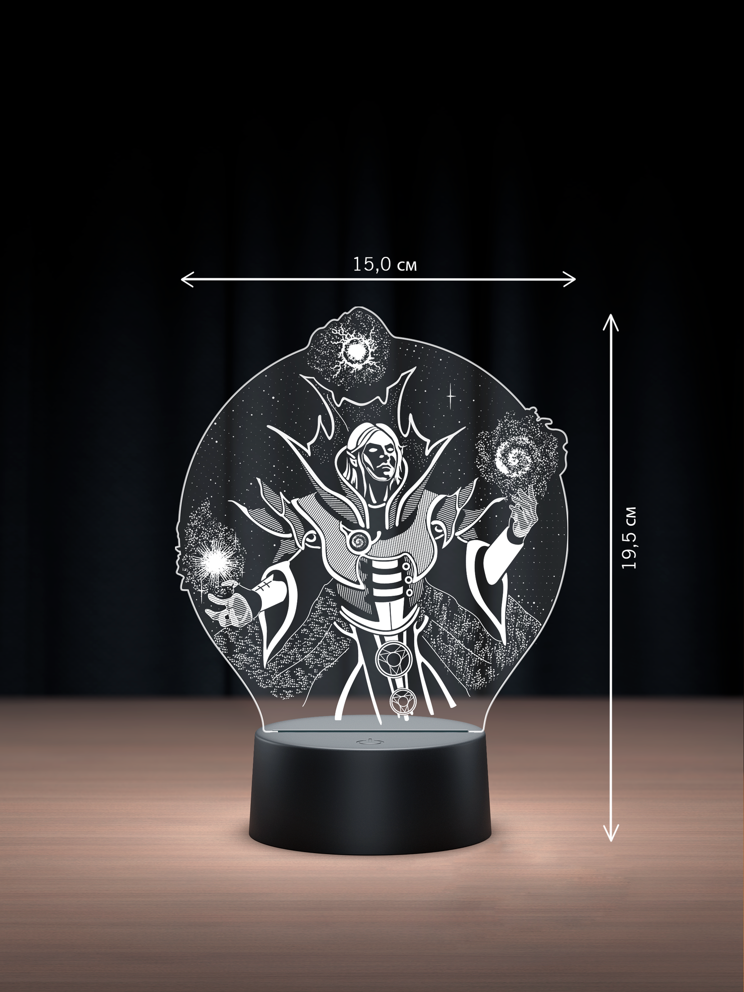 Ночник Инвокер в круге по игре Дота 2. 3D светильник Dota, подарок геймеру.
