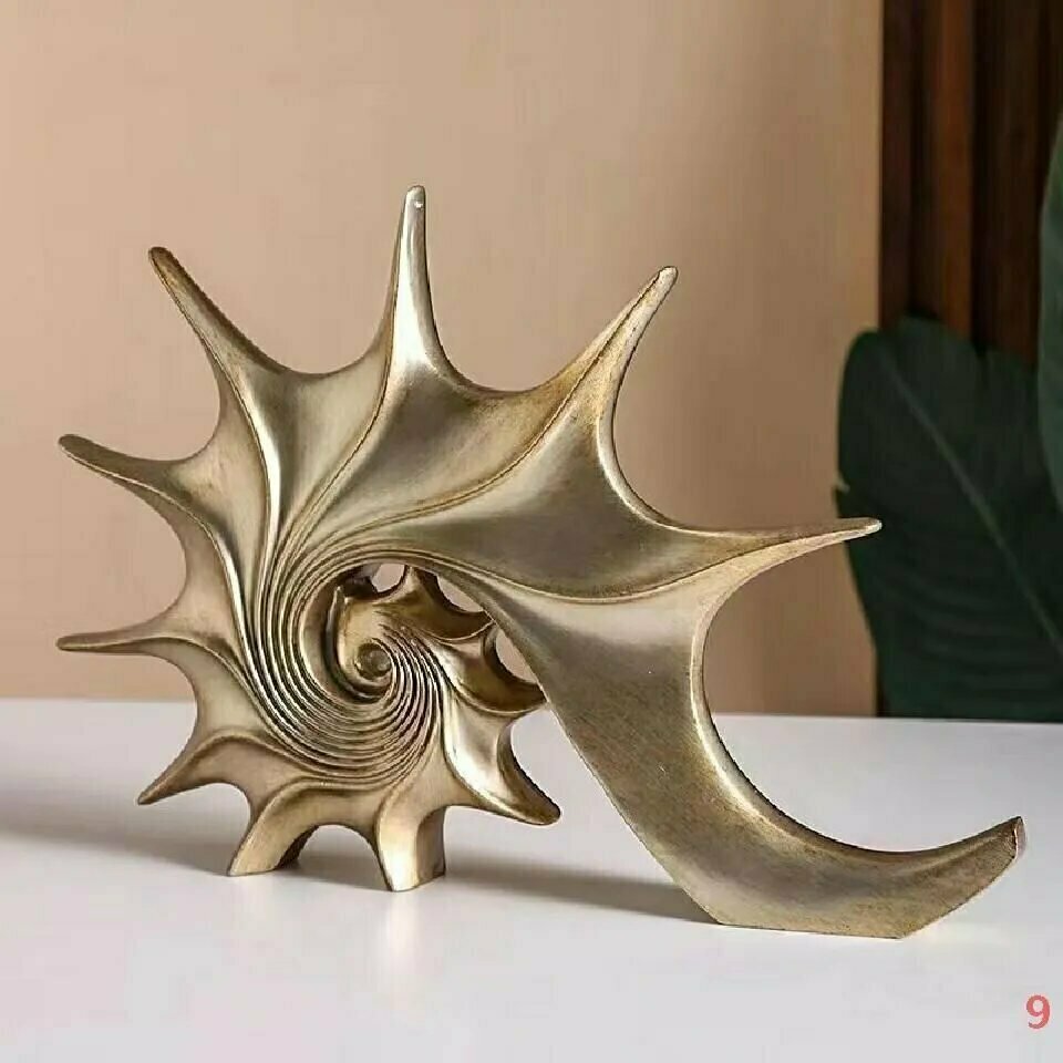 Декор для дома настольная интерьерная статуэтка ракушки в морском стиле "Seashell" из искусственного камня в цвете Бирюза