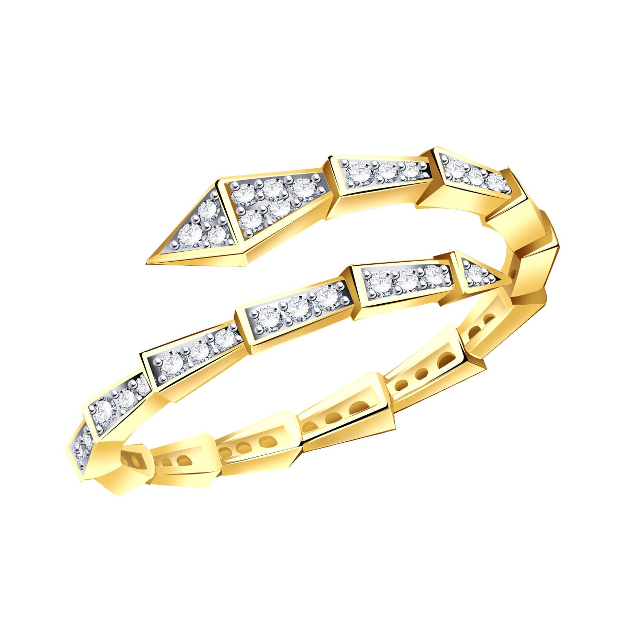 Кольцо дорожка, желтое золото, 585 проба, фианит