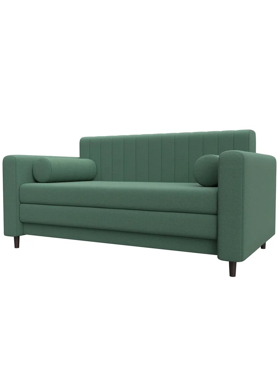 Диван прямой Браун со спальным местом 137х199 см, на ножках, две декоративные подушки, рогожка