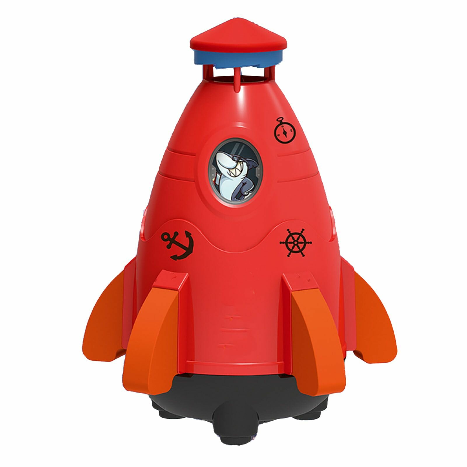 Космическая ракета-спринклер, вращение на 360 градусов, летняя уличная спринклерная ракета для двора, игрушка-ракета для мальчиков и девочек, красный цвет