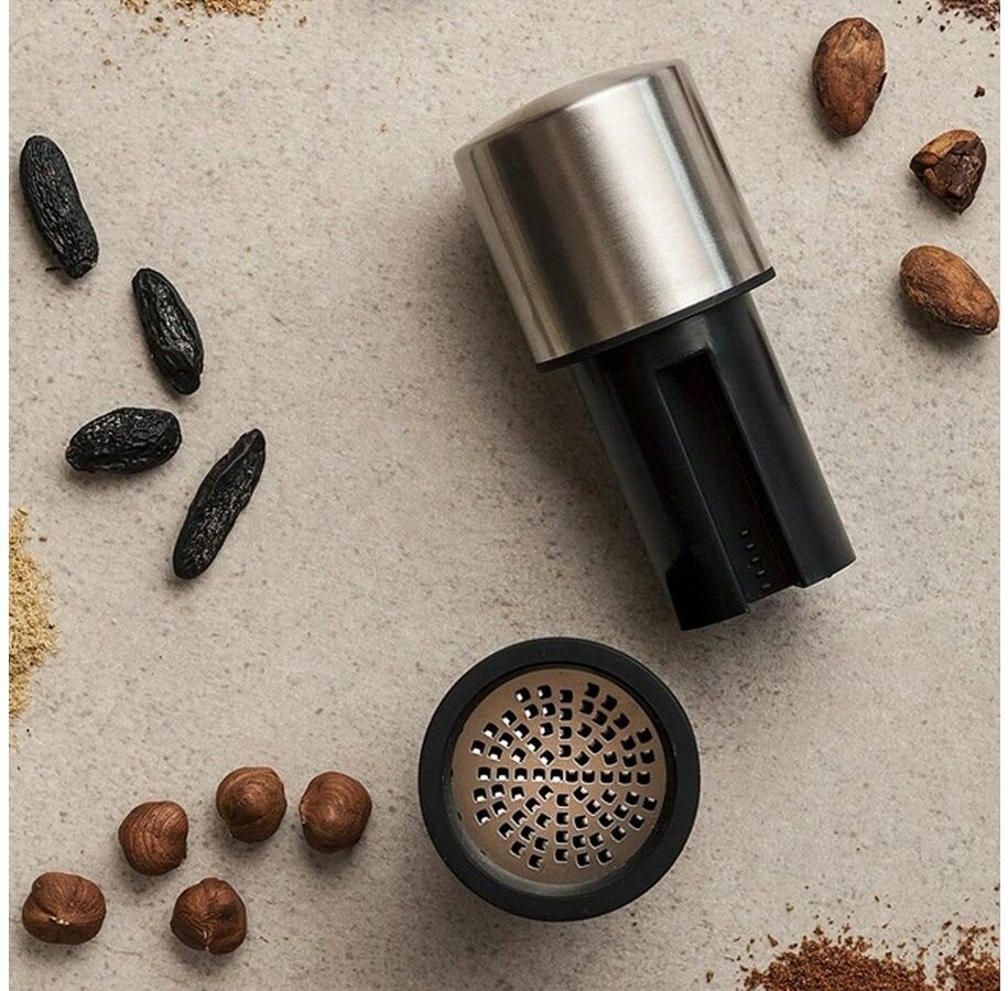 Мельница для специй, корицы и орехов, 12 см, Microplane, ручная, черная, SHARP, 48960