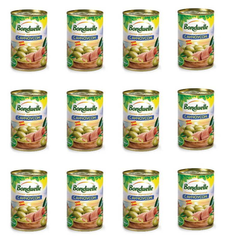 Бондюэль Оливки с анчоусом, 300 гр, 12 упаковок в коробке