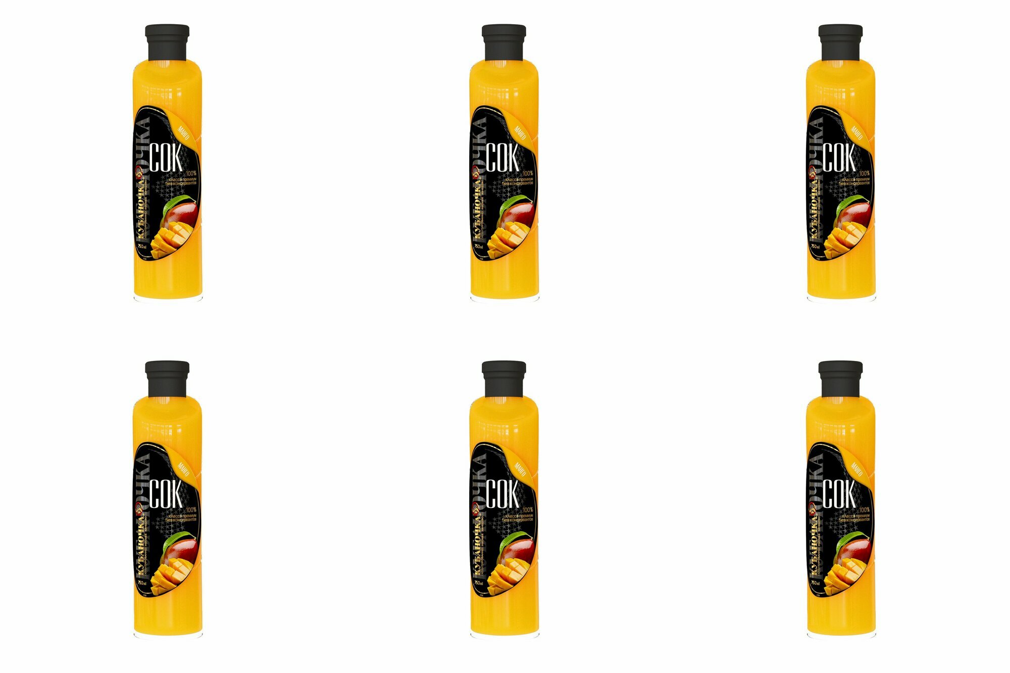 Кубаночка Сок Манго с мякотью, 0.75 л, 6 шт в коробке