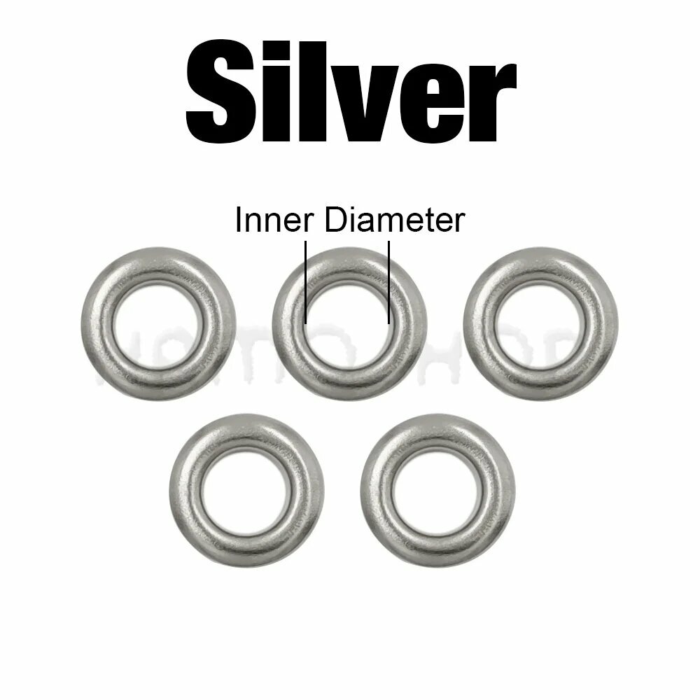 Металлические люверсы 4/5/6/8/10/12 мм разноцветные Серебряный, Silver, 6mm 80pcs