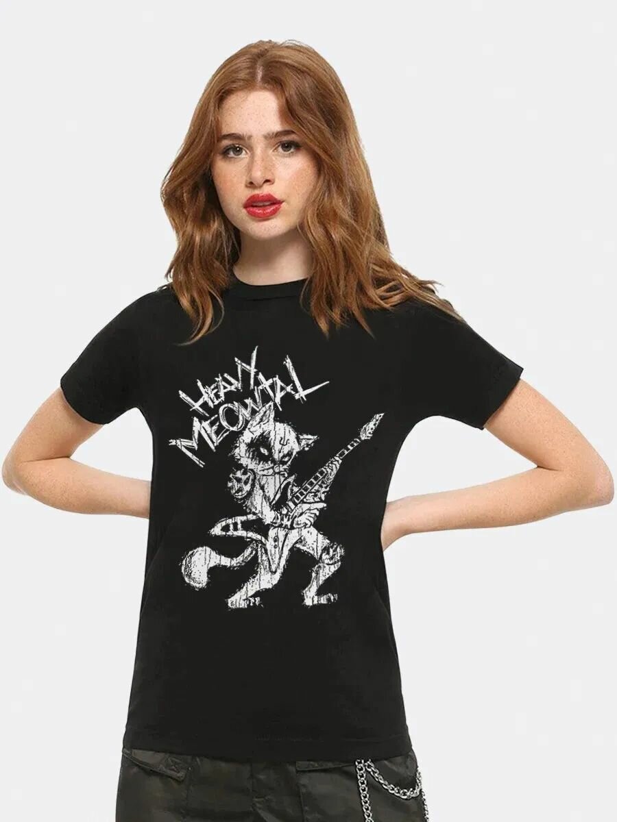 Футболка Кот Heavy Meowtal / Котик Хэви Мяутал / Рок