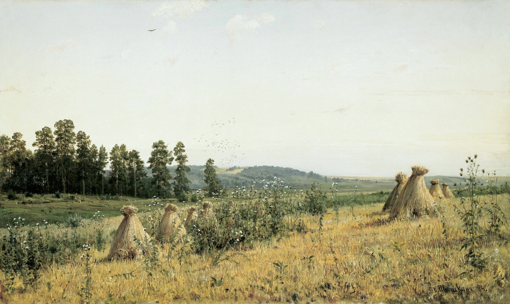 Картина Ивана Шишкина Сжатое поле. Полесский пейзаж 60х36 см