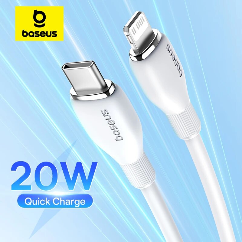 Кабель Baseus USB-C - Lightning 1.2 м, Белый — фото 1
