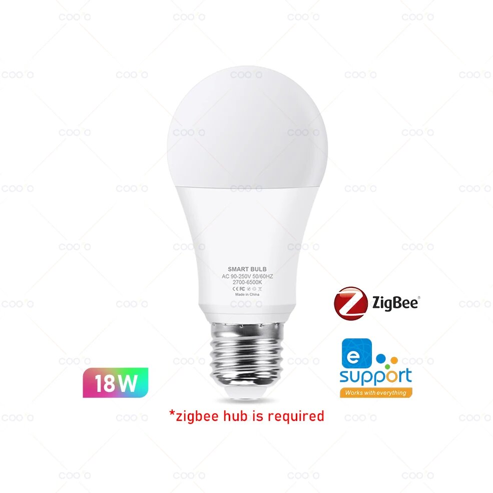Coolo умная RGBW светодиодная лампа E27/E14/GU10 E27 Zigbee 18W