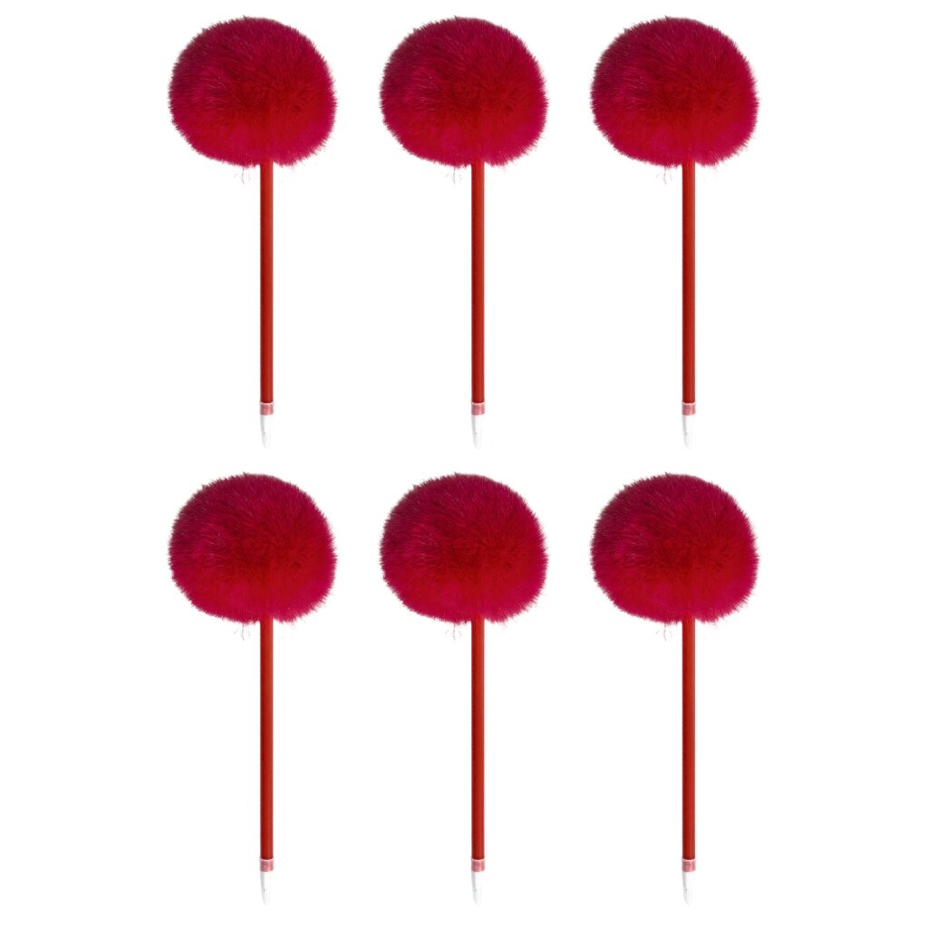 1 упаковка из 6 шариковых ручек fluffy-красный