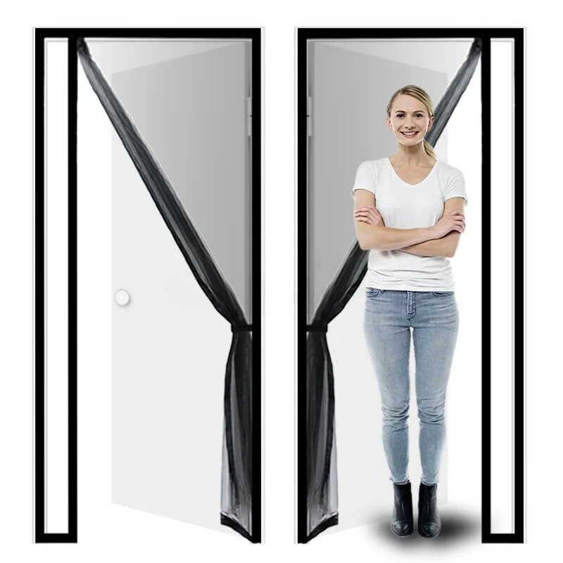 Магнитная дверная сетка TYMF черная нестандартный размер