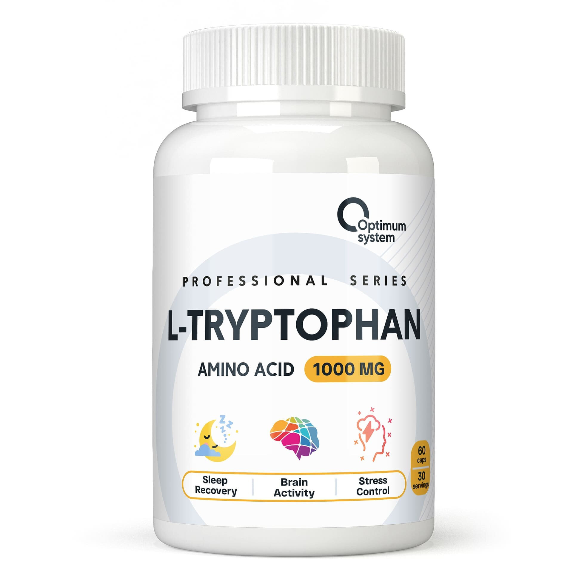 Optimum System L-Tryptophan, L-Триптофан, поддержка нервной системы 1000 мг 60 капсул