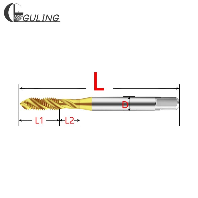 GULING 1 шт. HSS-CO TICN покрытие для формования рулонных заостренных спиральных рифленых метчиков M1 M1.4 M2 M3 M4 M5 M6 M8 M10 M12 Машинные метчики для резьбы
