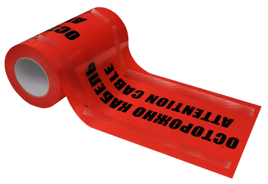 Сигнальная лента Техэнерго ЛСЭ-250 Осторожно кабель для идентификации электрических сетей, полиэтиленовая, красная, ширина 250мм, длина 100м / средства защиты