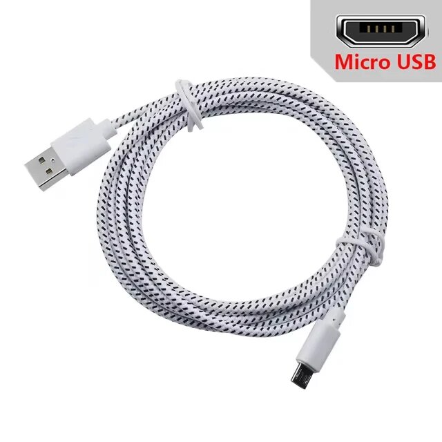 2,4A кабель Micro USB 0,5 м/1 м/2 м/3 м USB-кабель для синхронизации данных для 2m1, White For Micro