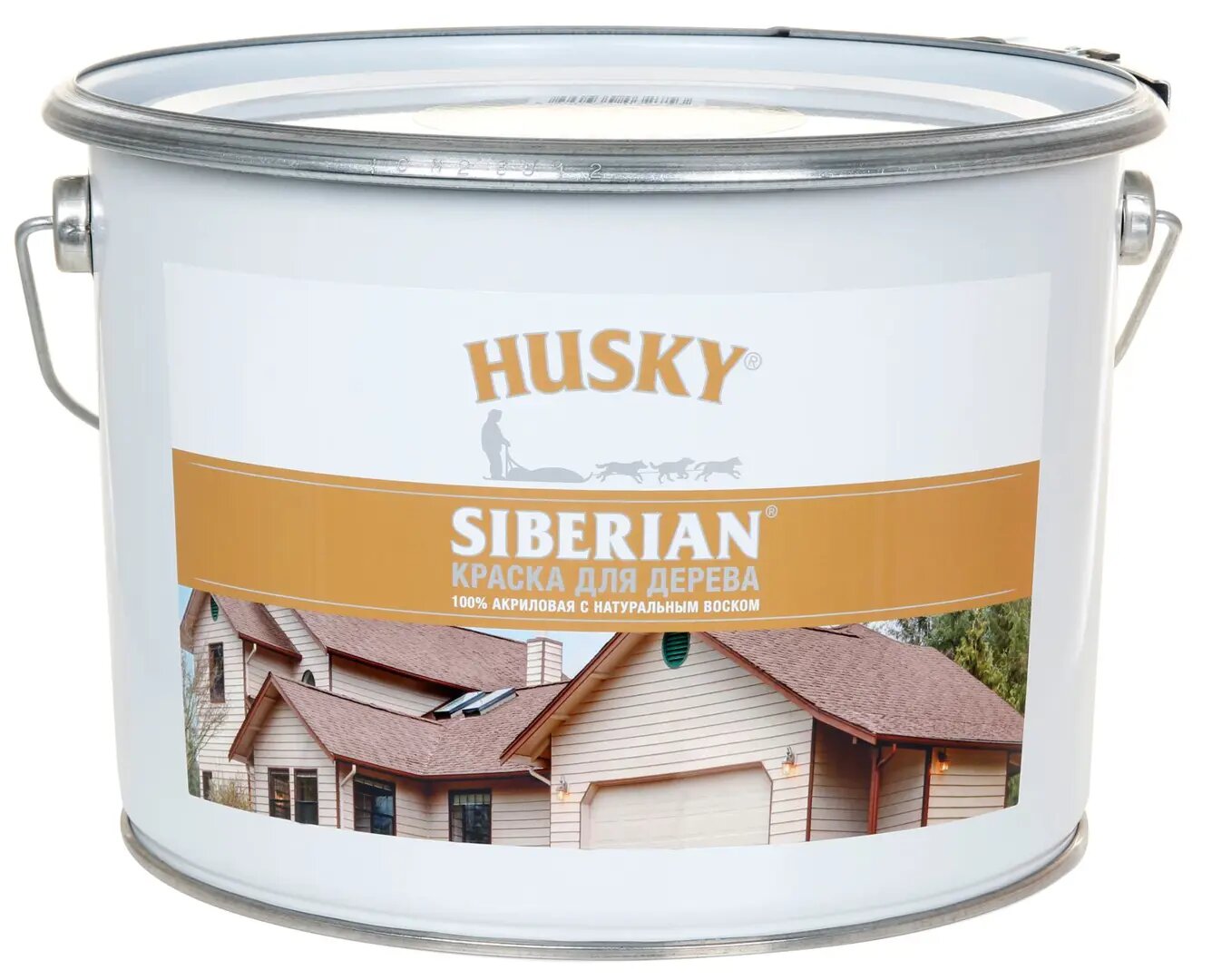 Краска по дереву Husky Siberian акриловая цвет белый база А 9 л