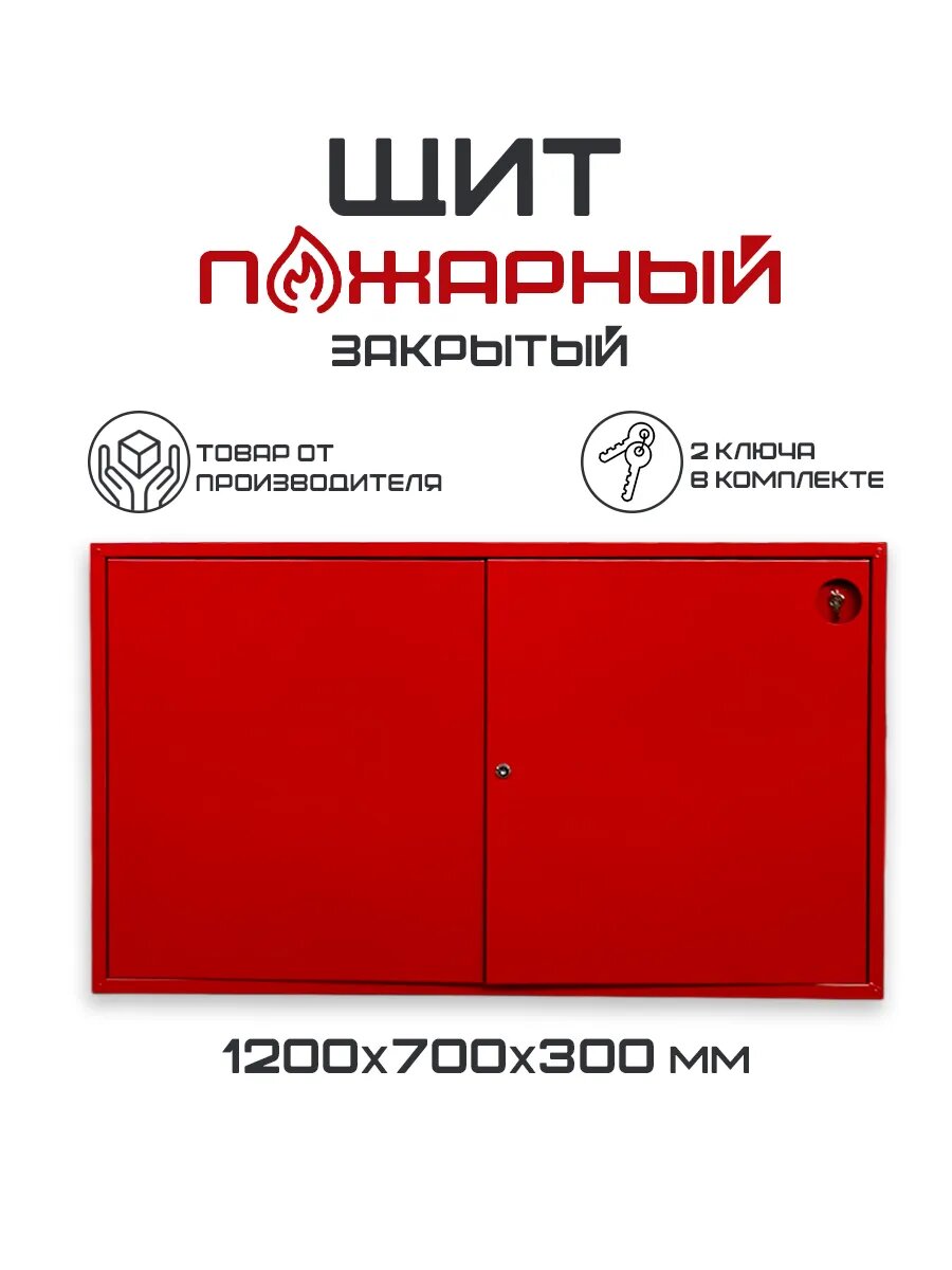Щит пожарный закрытый без комплекта настенный, металлический