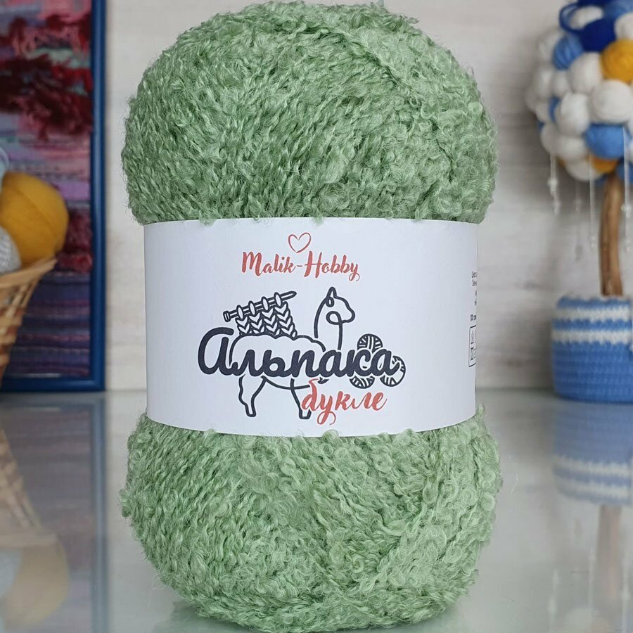 Пряжа M&h альпака букле 2344 салатовый (5 мотков)