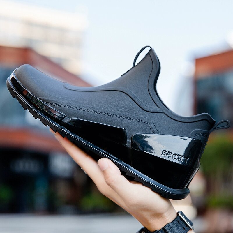 Полусапожки, немецкие спортивные резиновые сапоги, мужские короткие водонепроницаемые ботинки, теплые нескользящие низкие резиновые сапоги, обувь для кухни, рыбалки