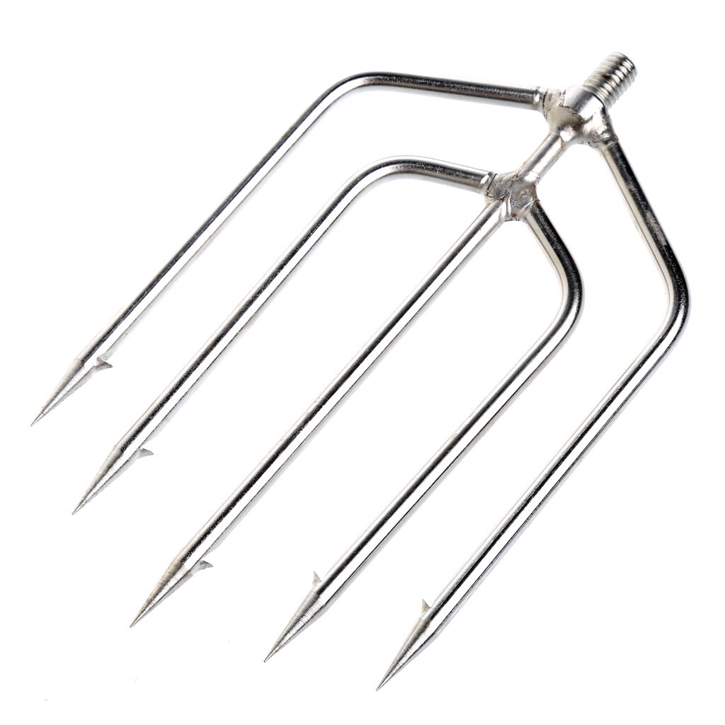 Рыболовная вилка с зазубренным гарпуном с маленькой круглой головкой и 5 зубьями
