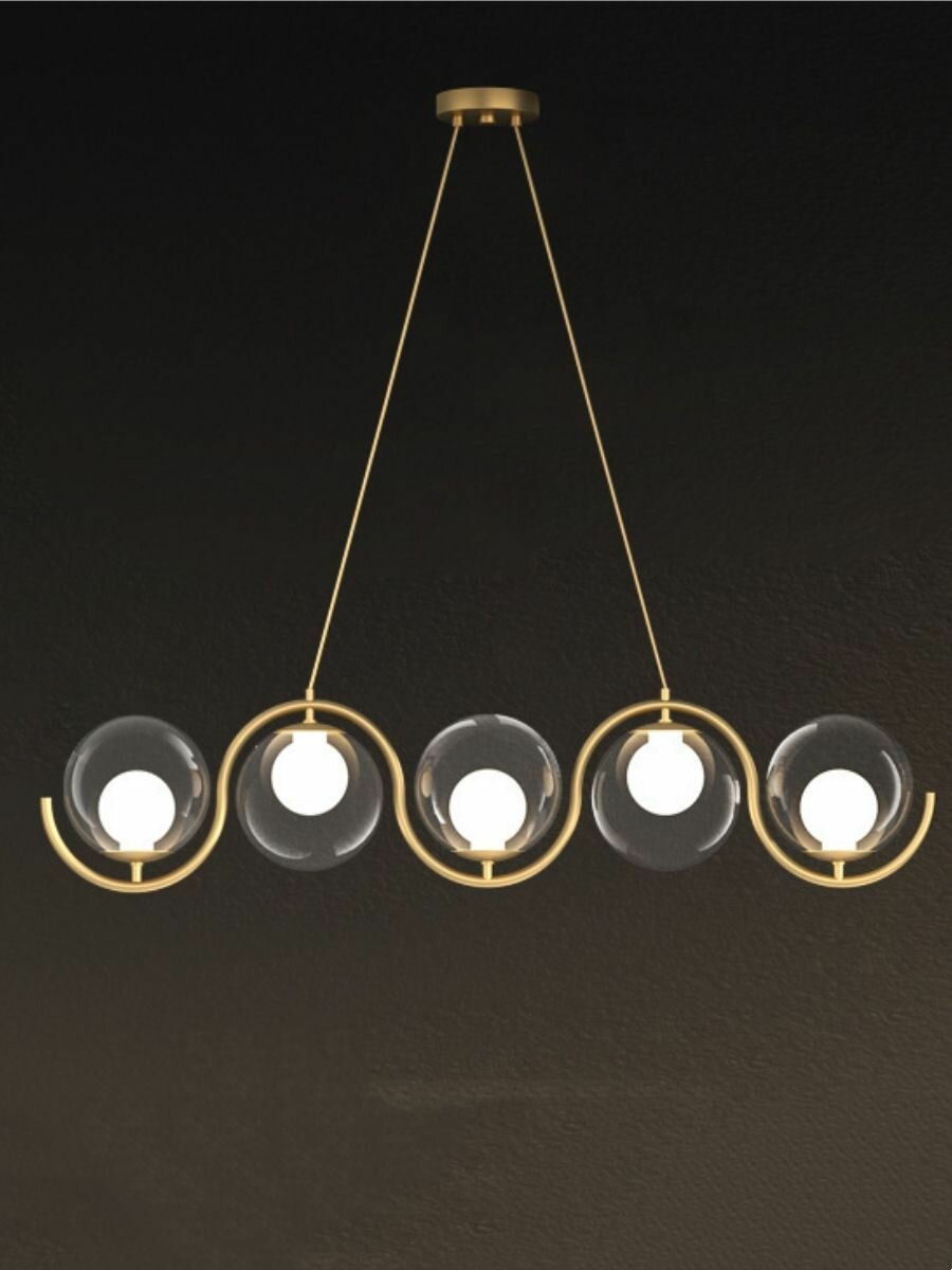 Современная металлическая люстра со стеклянным шаром