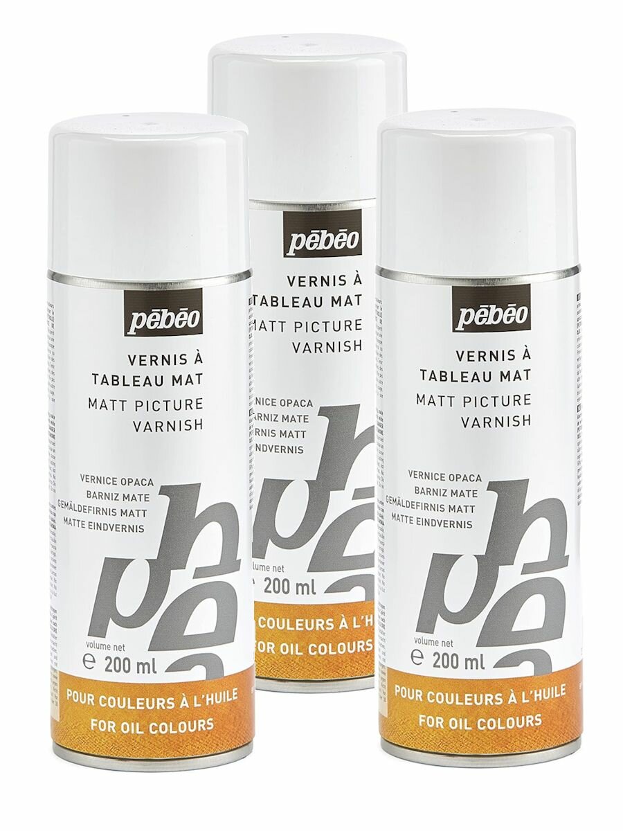 Pebeo Покрывной матовый лак Matt на основе растворителя, аэрозоль 200 мл, 3 шт