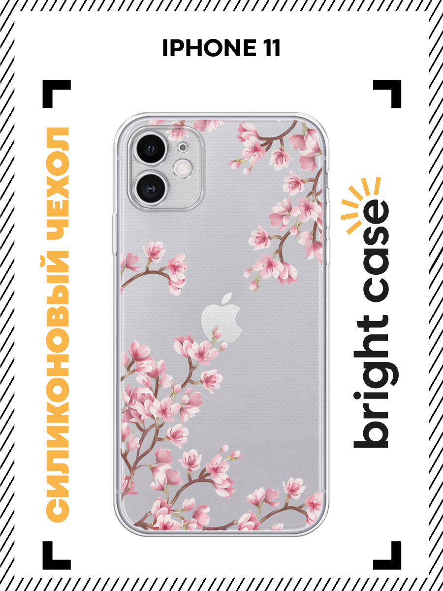 Чехол на Apple iPhone 11 / Айфон 11 с принтом Весенняя сакура, прозрачный