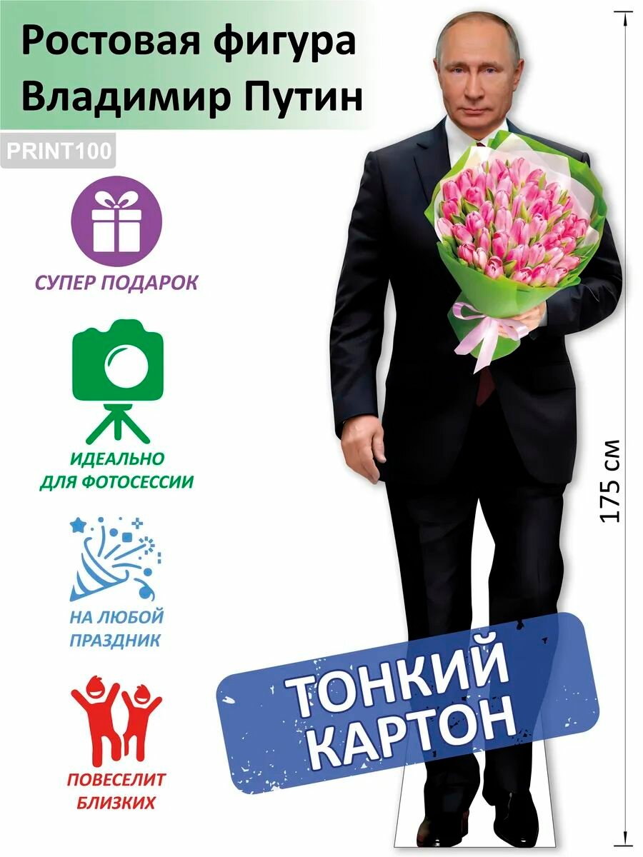 Владимир Путин вид 23 Ростовая фигура, Тонкий картон, (Print100.ru)