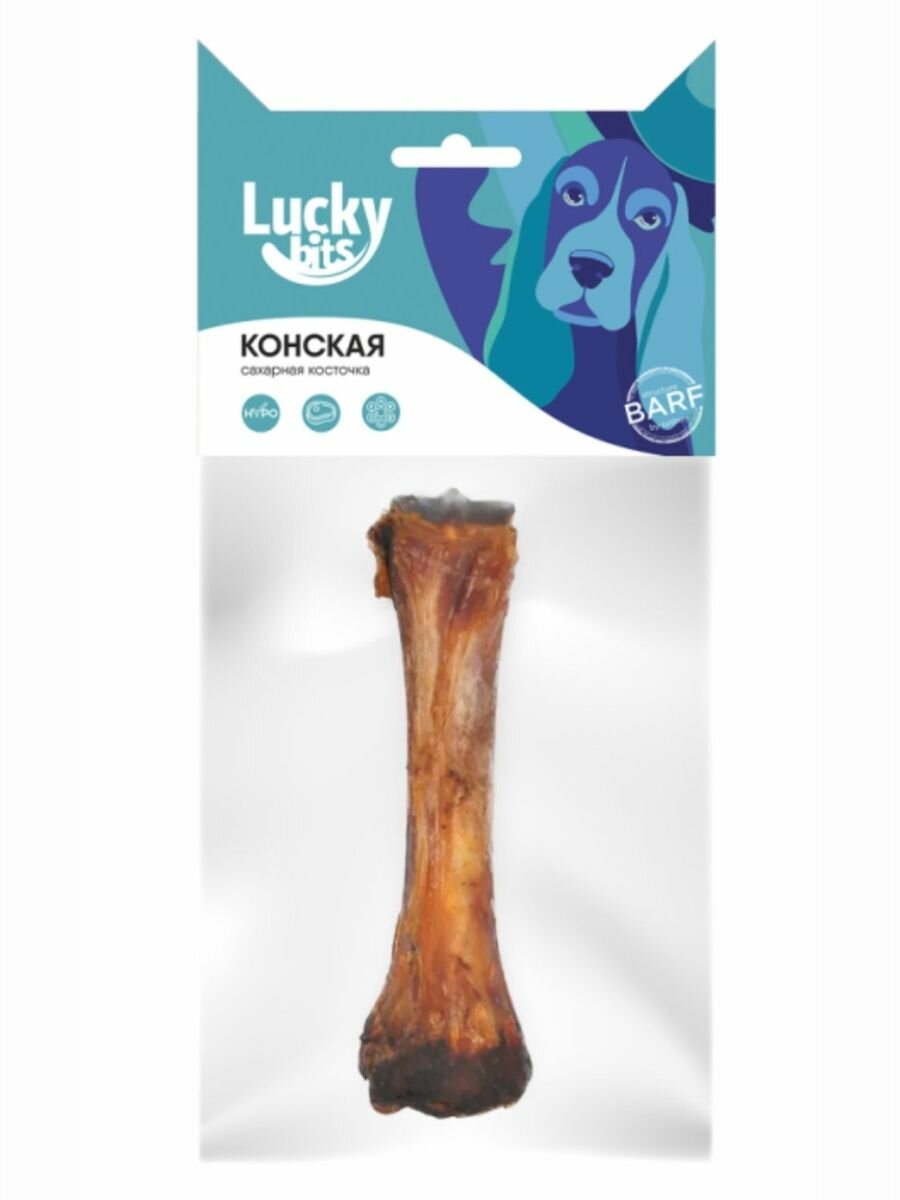 Лакомство конская кость для собак средних и крупных пород конская кость Lucky bits, размер М, 300 гр