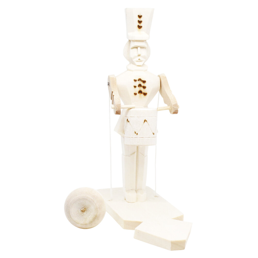 Деревянная Богородская игрушка "Солдатик барабанщик", (Ручная работа)