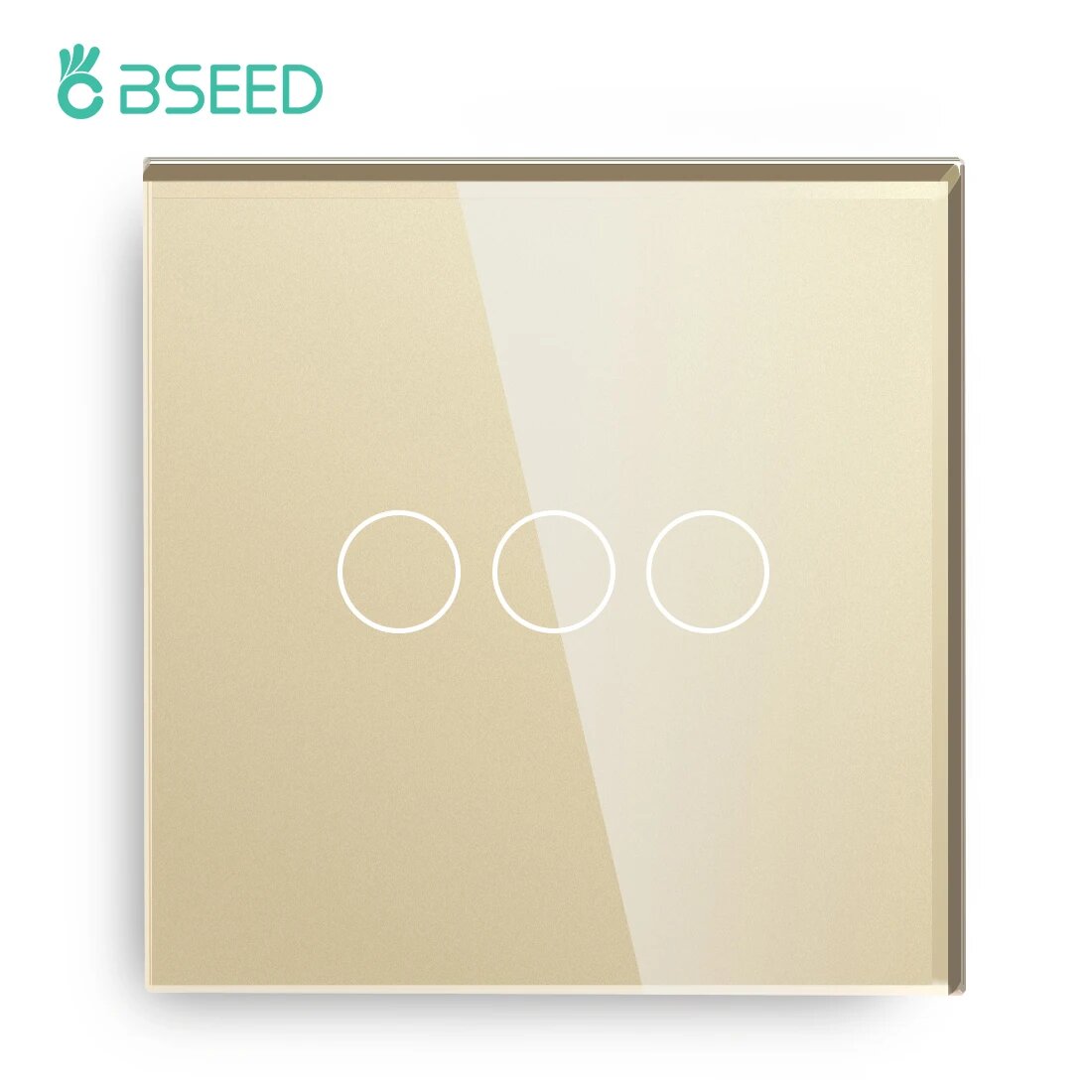 Сенсорные выключатели BSEED 1/2/3 клавиши стеклянные с розетками USB Type-C синяя подсветка, 3Gang Switch