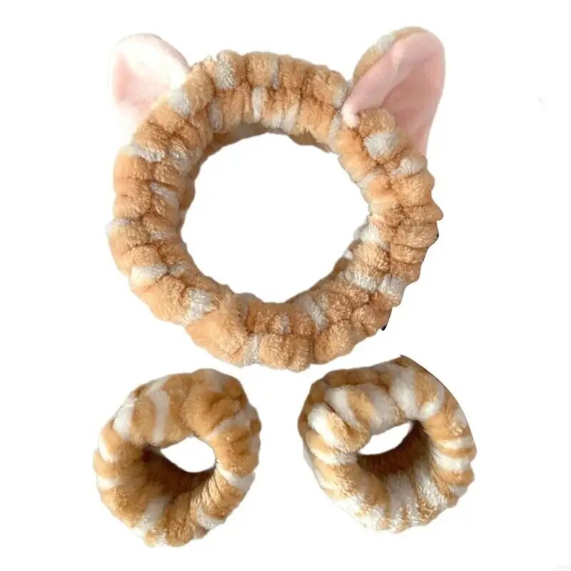 Женские плюшевые повязки на голову и браслеты yellow and white