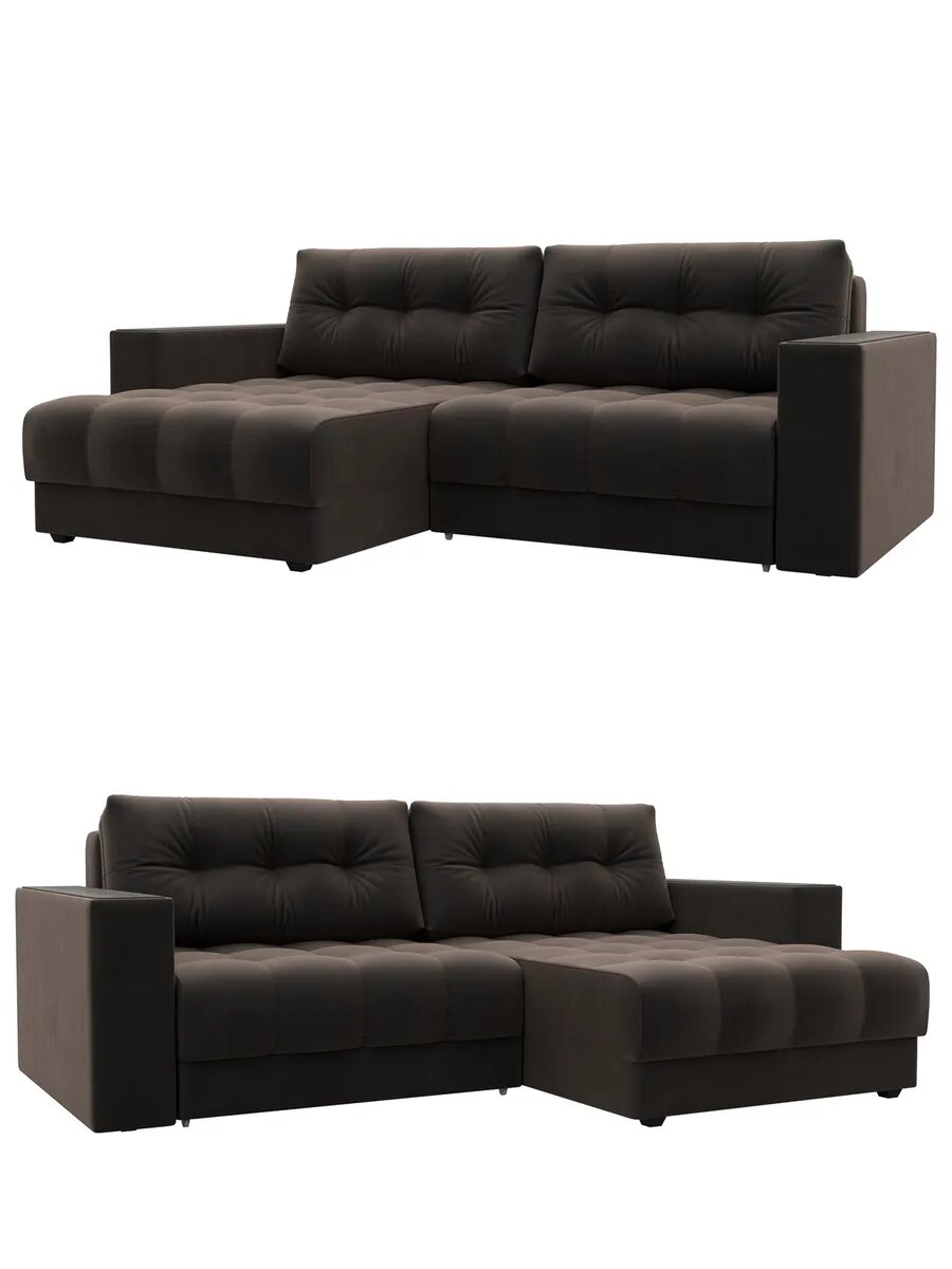 Диван угловой Лазурит 235x91x159 см, с универсальным углом, спальное место 143х192 см, ящик для белья, велюр