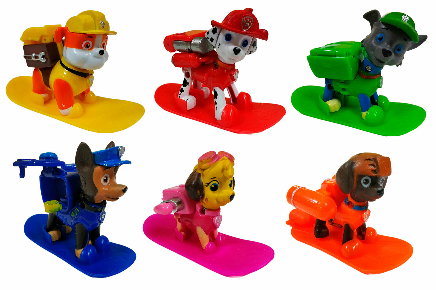 Щенячий патруль Герой на сноуборде с открывающимися рюкзаками 6*7см цена за 1 штуку!