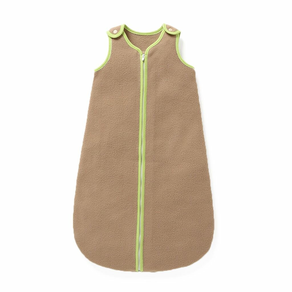 1 шт.) Детский спальный мешок с защитой от ударов, стеганое одеяло из полар-флиса, детский жилет-зеленый край цвета хаки-62 см