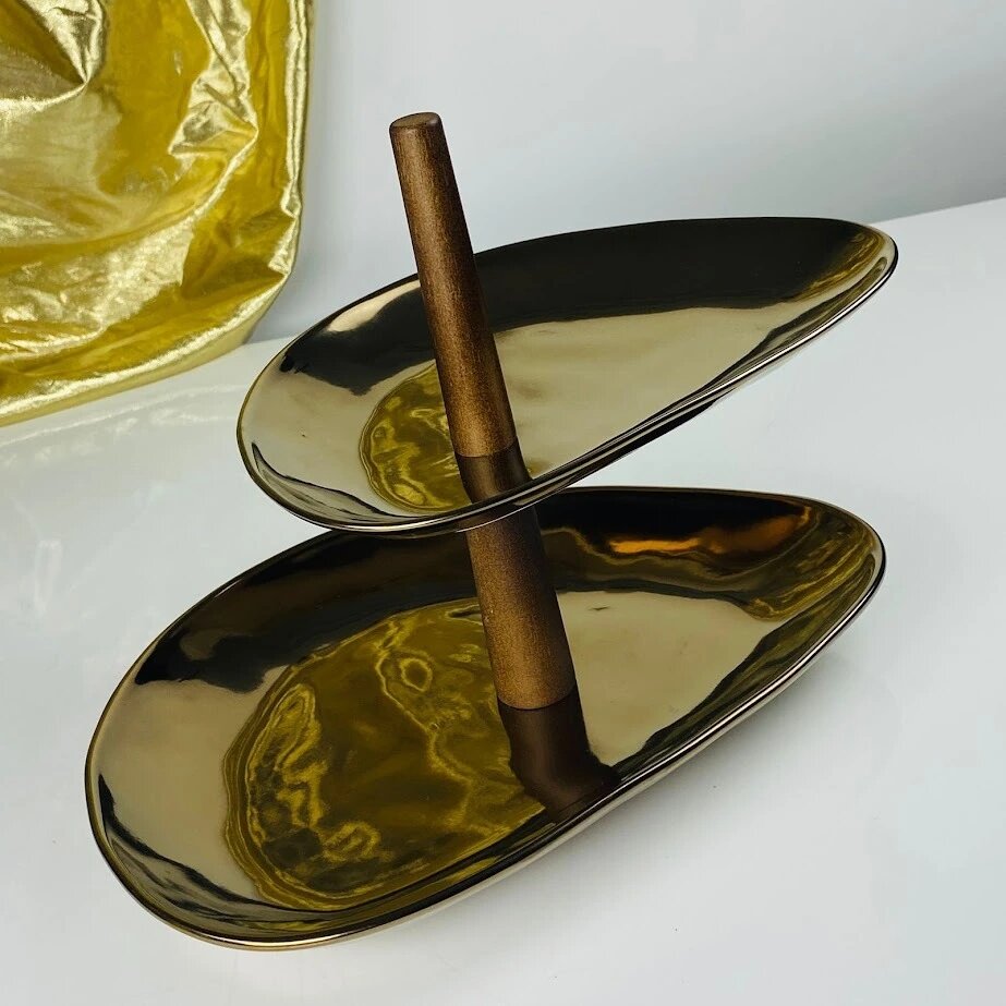 Двухъярусная этажерка винтаж 29,5/24см Фарфор 232-019 118-232-019