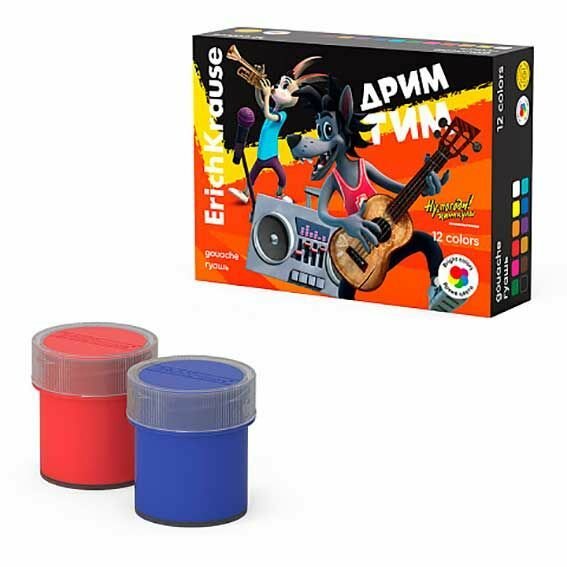 Гуашь Erich Krause "Ну, Погоди! Каникулы", 12 цветов, 20 мл