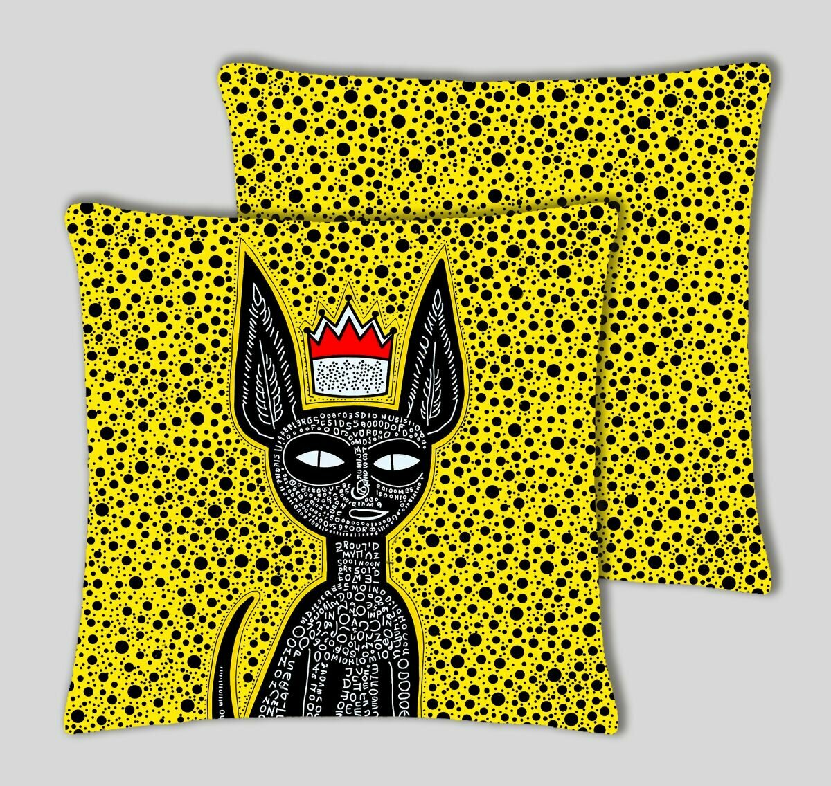 Подушка декоративная Собака 45х45 велюр рисунок с двух сторон