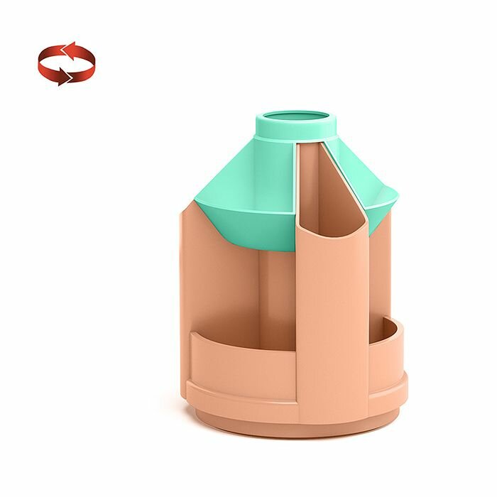 Подставка настольная Erich Krause вращающаяся, пластиковая, персиковый с зеленым