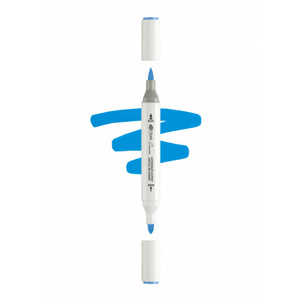 Маркер акриловый двусторонний "Сонет", перо кисть/пуля, голубой