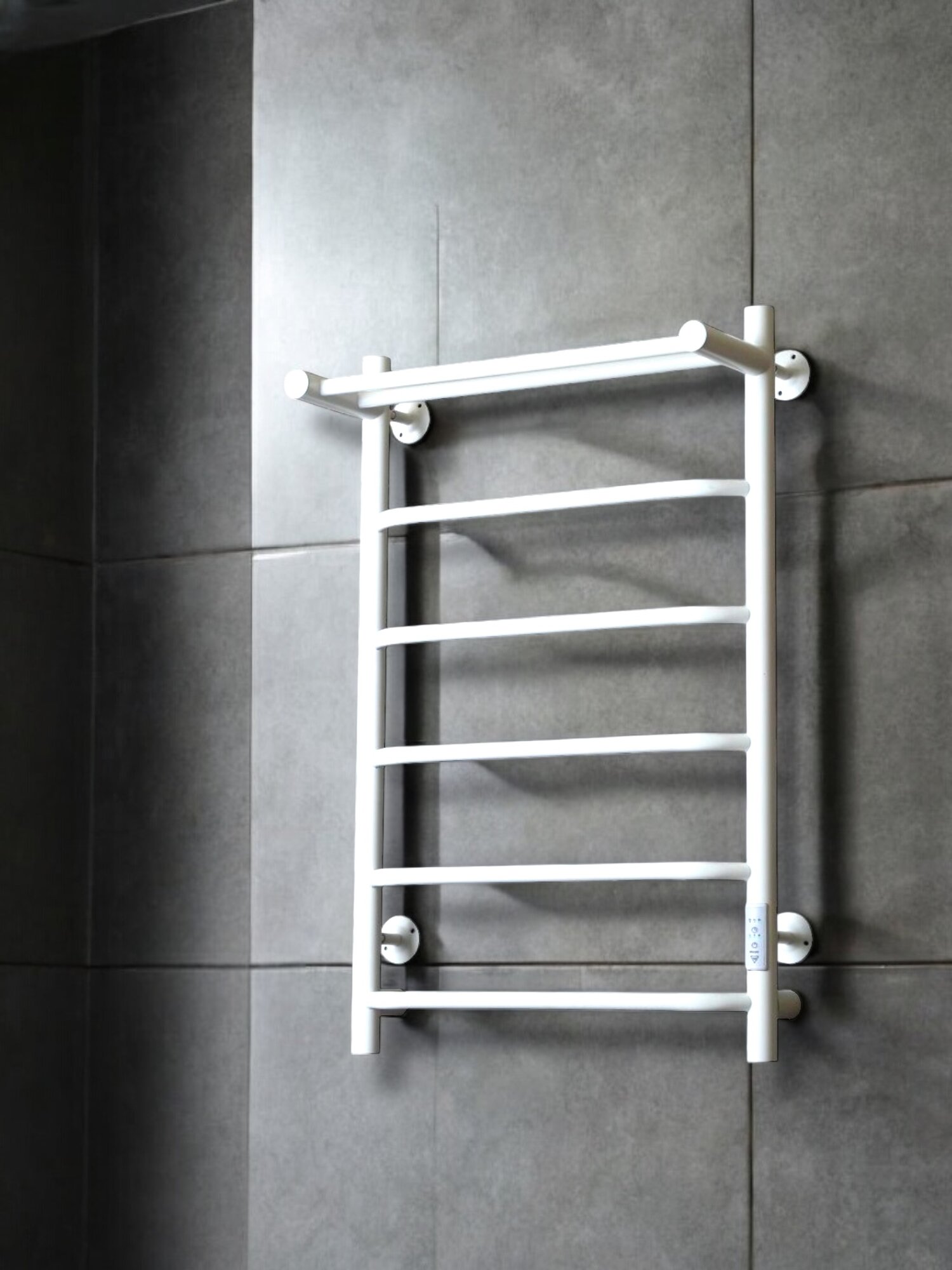 Полотенцесушитель электрический Тругор 400мм 800мм с полкой форма лесенка белый матовый подключение слева и справа