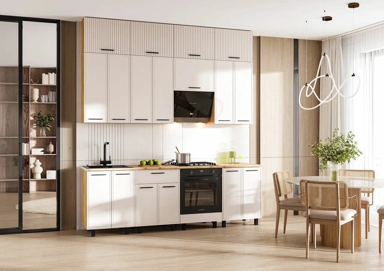 Кухня Бьянка 2,4м Кашемир, Дуб Крафт