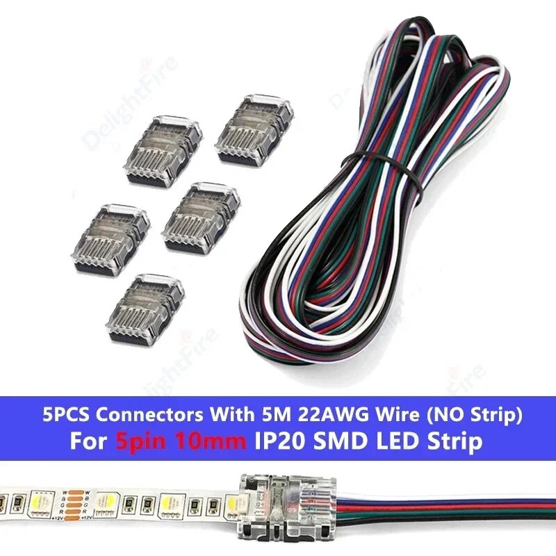 2/3/4/5/6-контактные кабели для светодиодных лент с светодиодной лентой 8 10 12 мм для проводов, беспаечные разъемы для светодиодного освещения 5050 3528 SMD WS2812B RGB