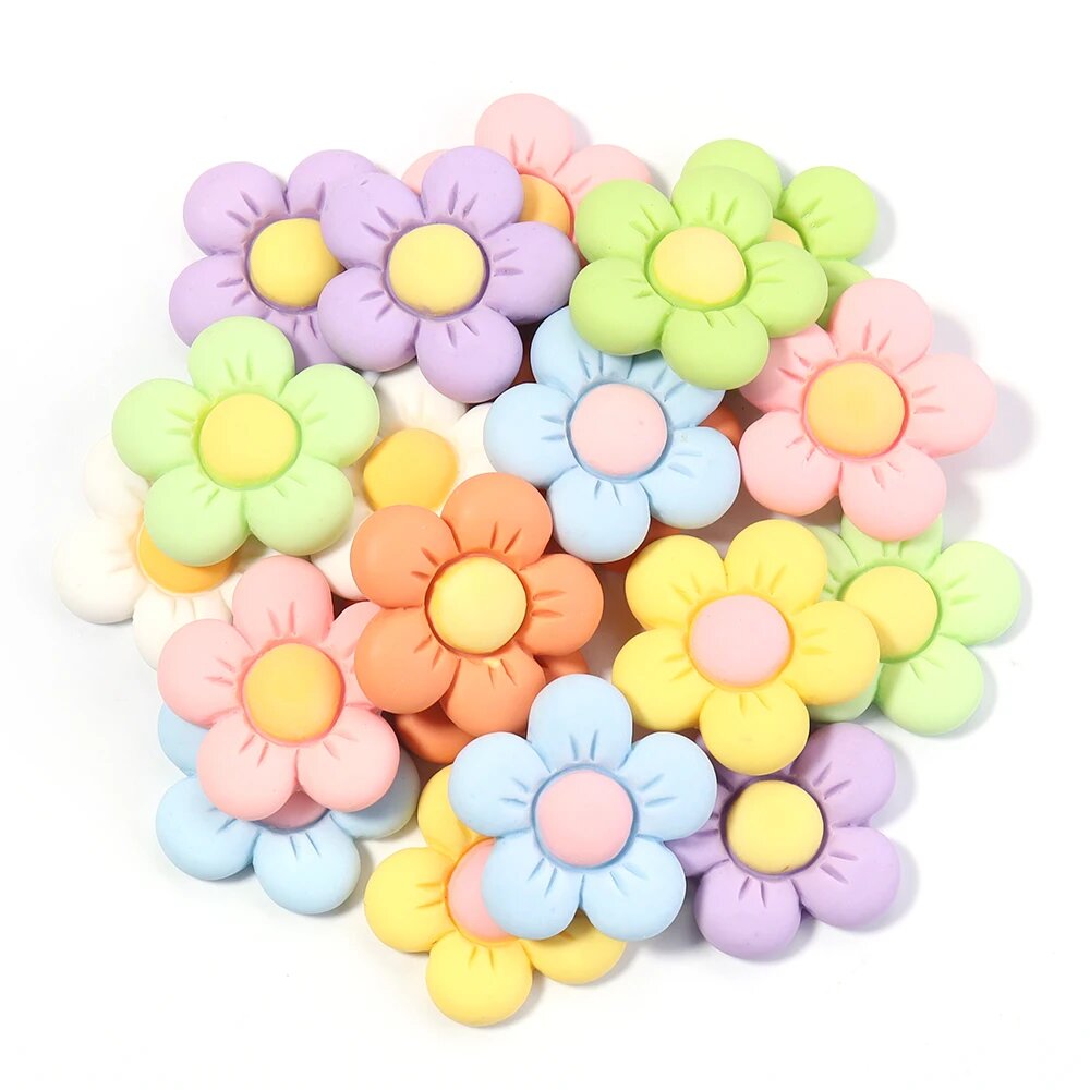 Кавайные фигурки цветов из смолы, 20 шт, Цвет: Random Mixed