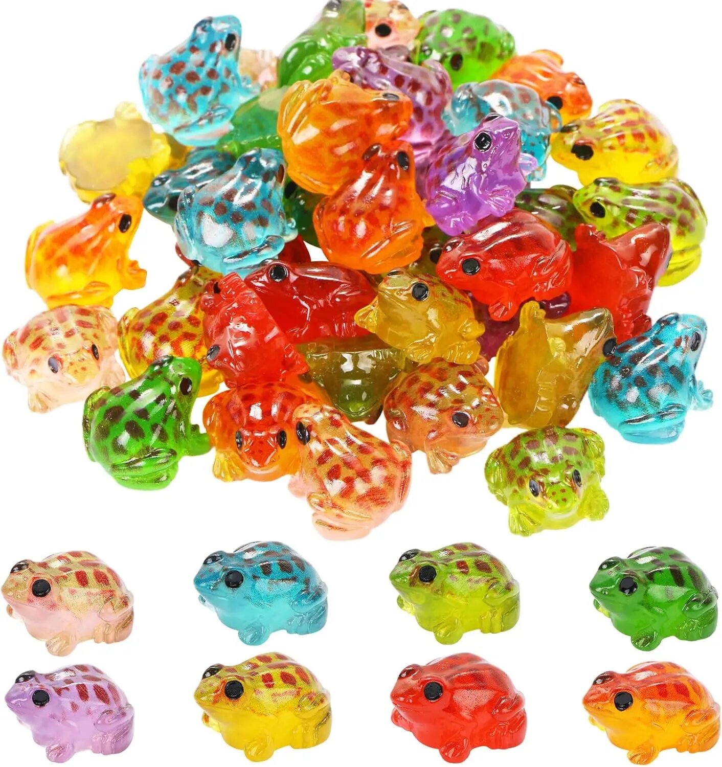 Мини-фигурки лягушек из смолы, светящиеся в темноте, набор из 10 шт. 10pcs Random Color