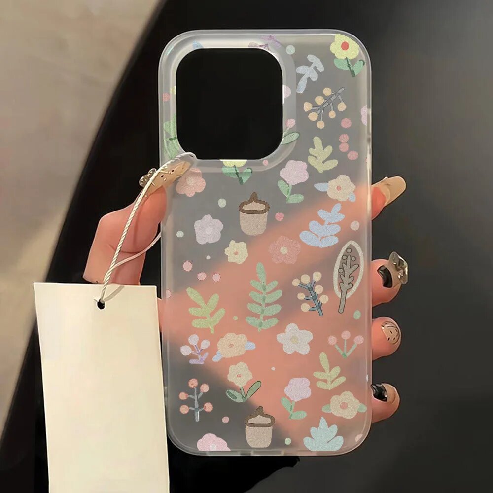 Матовый прозрачный мягкий силиконовый чехол для телефона для iPhone 11, 15, 13, 12, Mini 16, 14, 13 Pro Max 15 Pro, силиконовый противоударный чехол-тюльпан