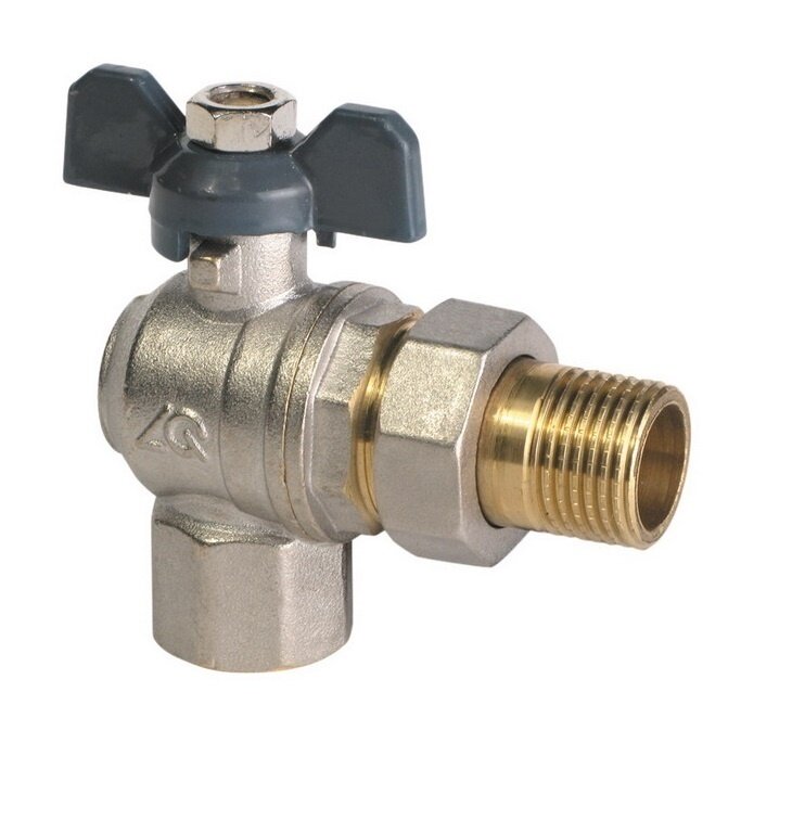 Кран шаровой AQUALINK со сгоном, угловой, 3/4 ГхШ, бабочка