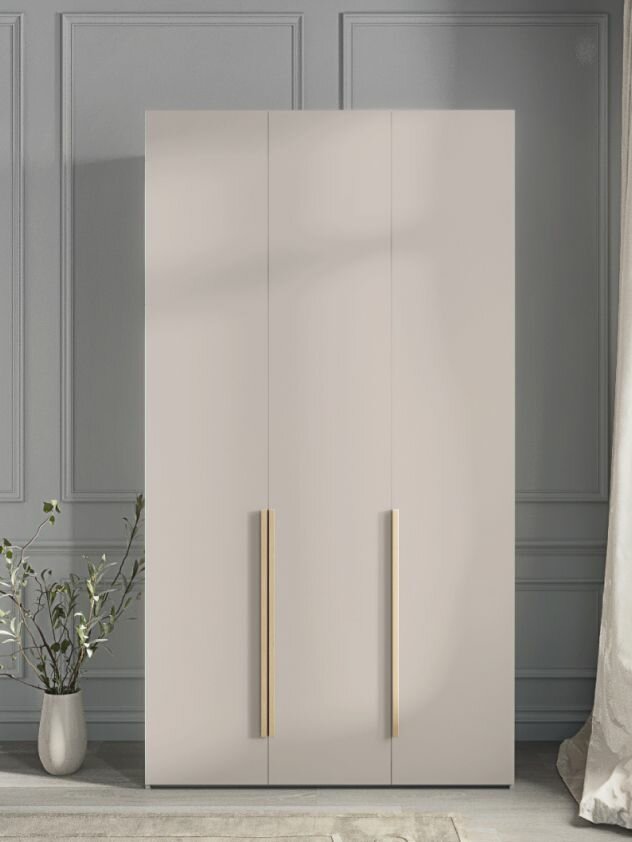 Casa Mia 120x55x240 см. Шкаф для одежды распашной, 3-дверный с 2 штангами, Кашемир, Ручка накладная 832 мм