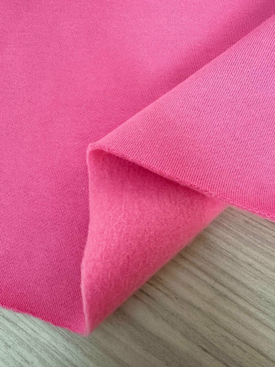 1м. Футер 3 нитка с начесом ткань для шитья, хлопок. Ширина 190 см, плотность 310 г/м2. Цвет розовый.