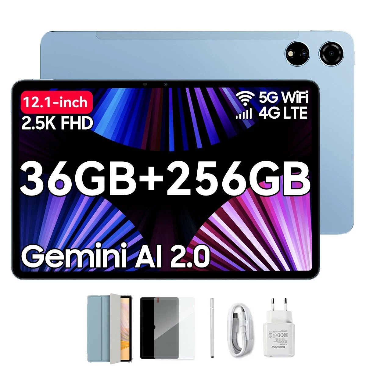 Планшет Blackview MEGA 3 Android 12 дюймов 2.5K 12 ГБ + 256 ГБ,12.1, Wi-Fi,256 ГБ,12 ГБ, Wi-Fi,8800, Android, Синий
